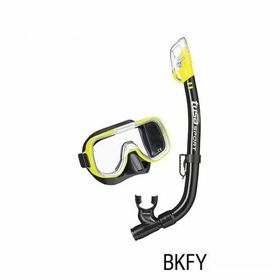 Комплект детский Tusa TS2022 маска+трубка в сумке черный силикон, желтый