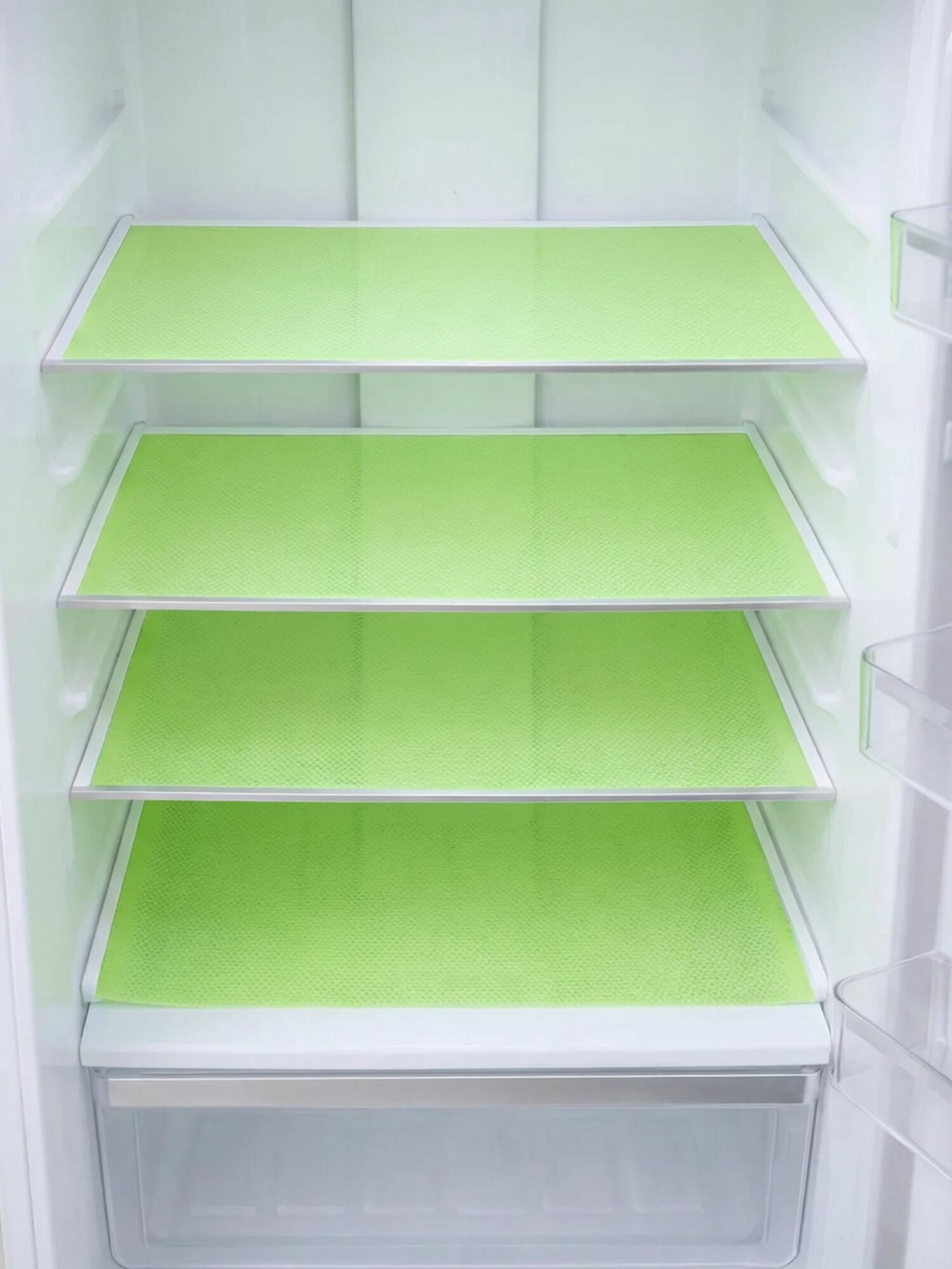 Коврик силиконовый защитный К01 6 штук 30х45 см для кухни, в холодильник, для ящиков и полок, зеленый