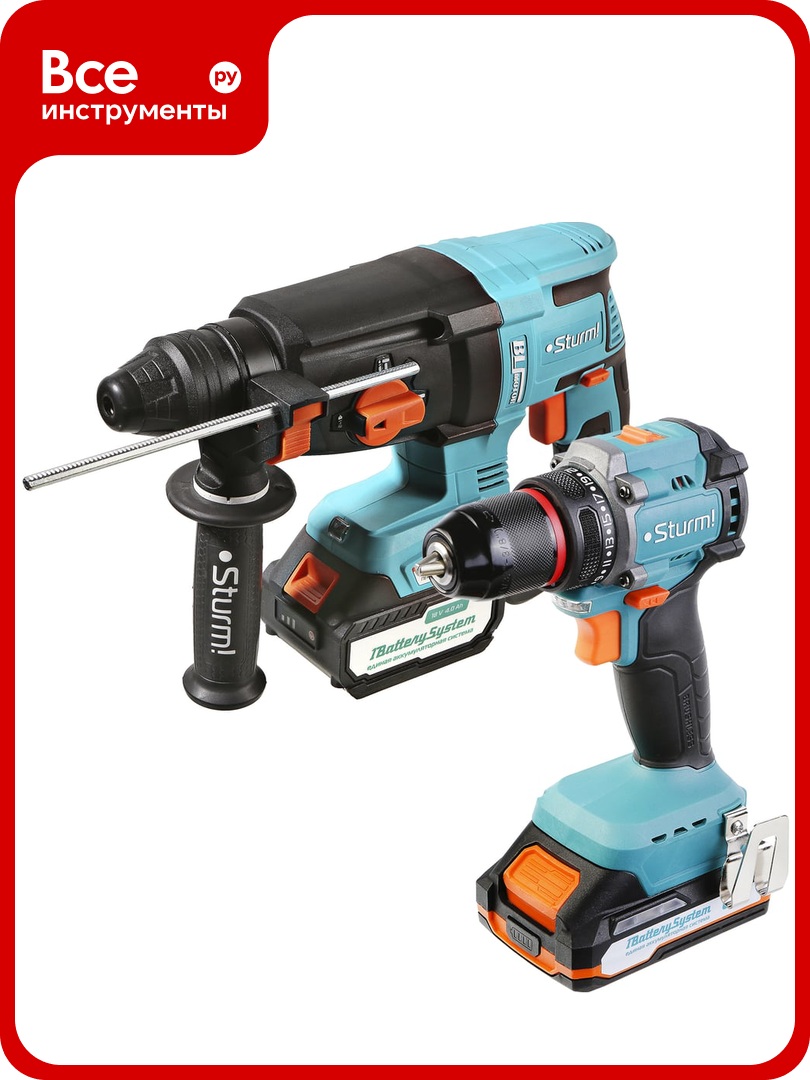 Набор аккумуляторного инструмента Sturm CRH1832BLC+CD1860BL