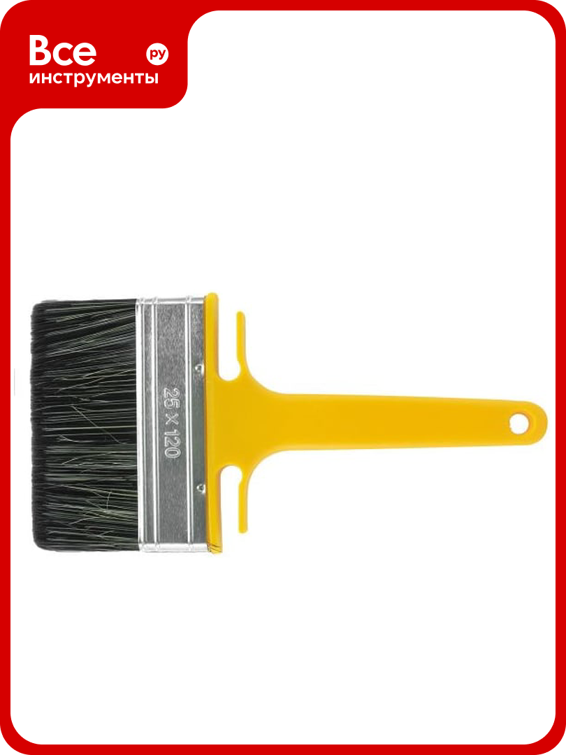Кисть фасадная Pobedit Акрил 120х25 мм 1519086, с металлическим бандажом, пластиковой рукоятью, щетина покрытий