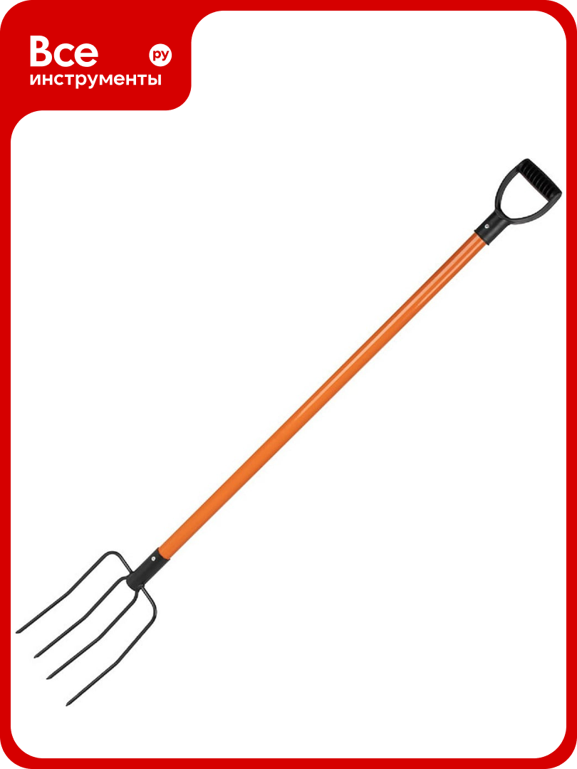 Вилы 4-х рогие навозные Leonord Люкс с мет. черенком и пласт. ручкой 332052