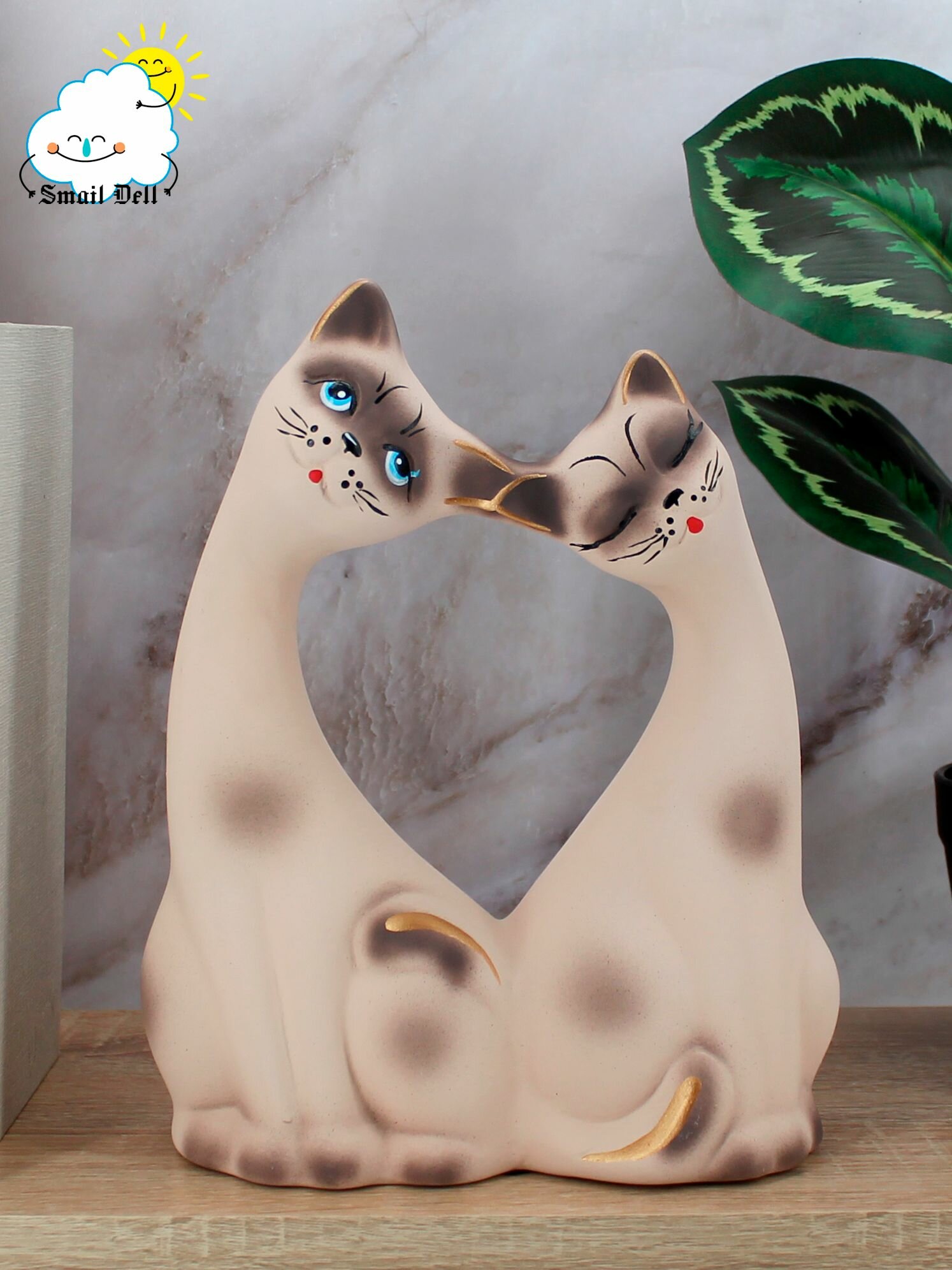 Статуэтка Влюбленные коты , 21.5 см , керамика , цвет бежевый