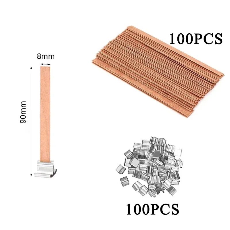 Деревянные фитили для свечей 8mm x 90mm, 100 шт.