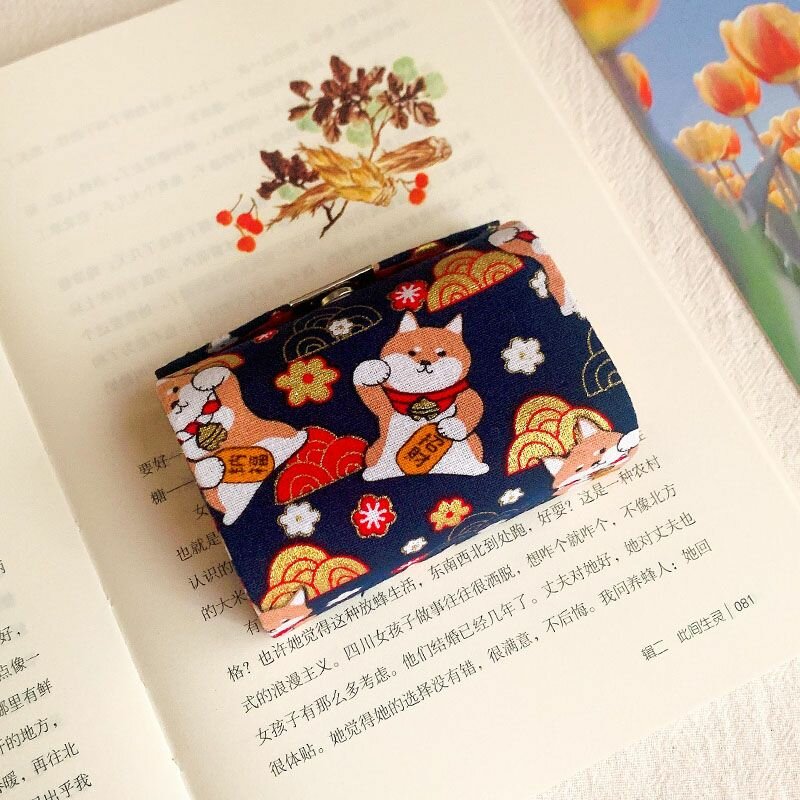 Портативный футляр для помады с зеркалом, миниатюрная подарочная коробка ручной работы в японском винтажном стиле, защитный чехол для помады.