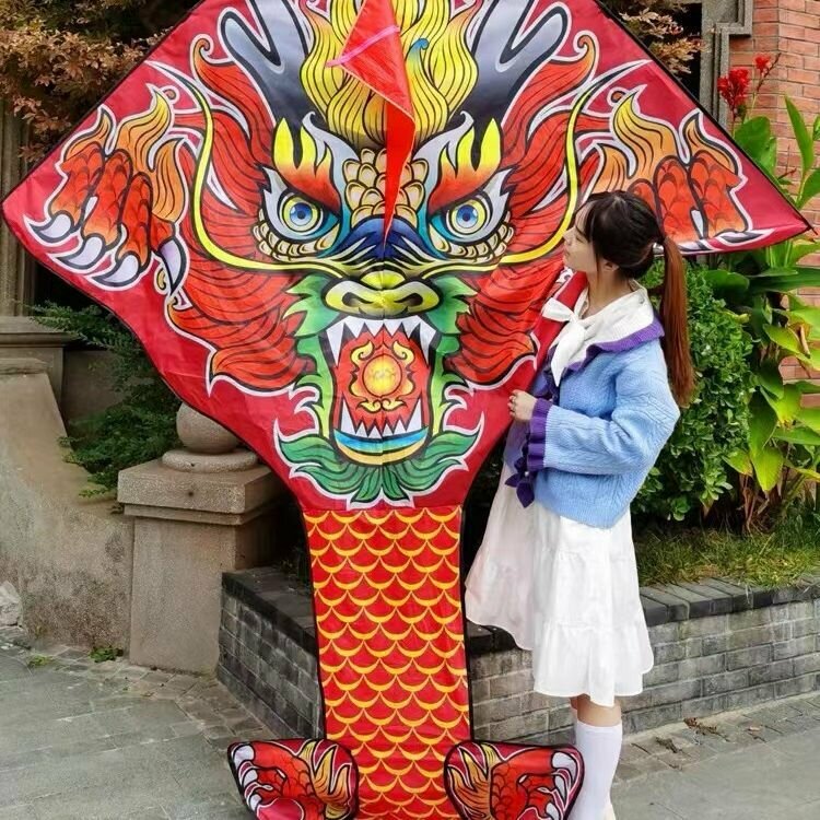 Новый золотой дракон длинный хвост воздушный змей большой взрослый большой воздушный змей Вэй Тяньлун китайского стиля большой воздушный змей с красной головой дракона