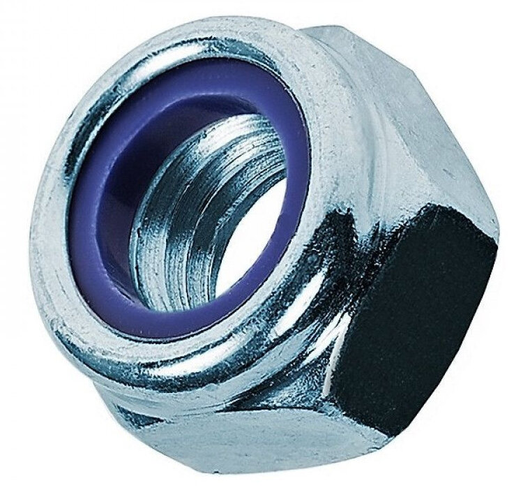 Гайка самоконтрящаяся М10 (100шт) DIN985 с нейлоновой вставкой цинк SteelRex, А06970