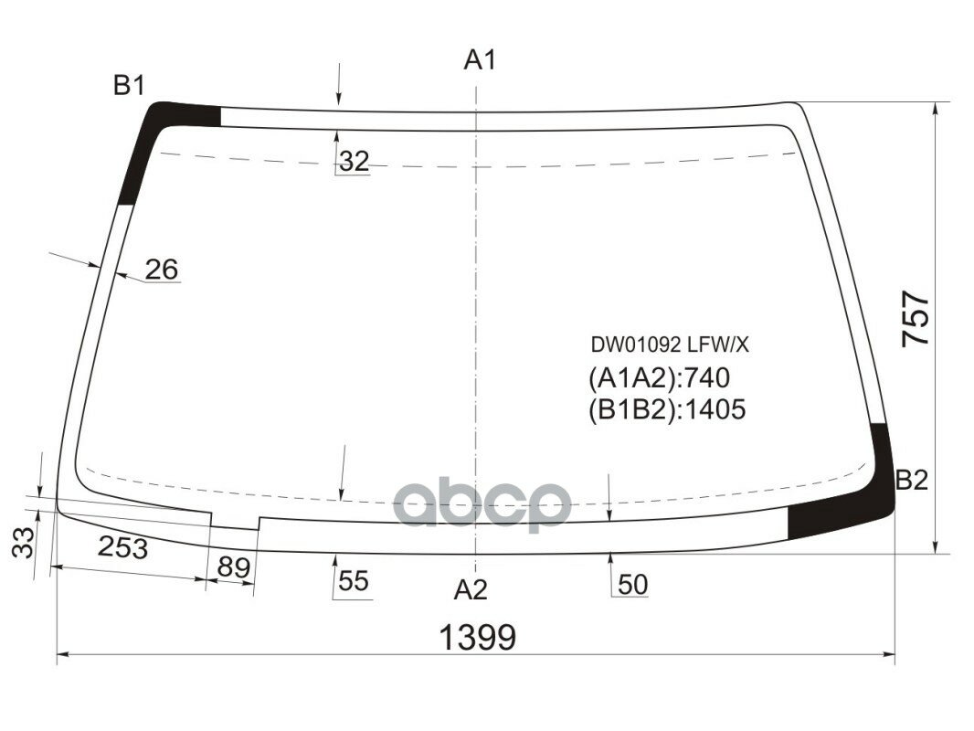 Стекло лобовое Ford Tempo 87-95 XYG арт. DW01092 LFW/X