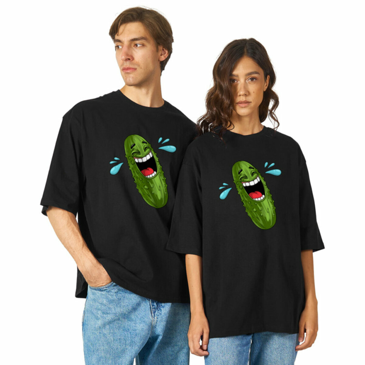 Футболка темно-синяя оверсайз «funny cucumber»