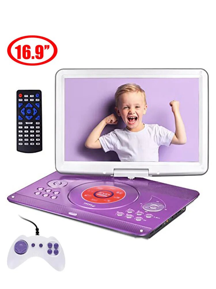 14-дюймовый портативный DVD-плеер, домашний HD LED-дисплей, съемный DVD-телевизор, встроенные двойные динамики, длительный срок службы, поддержка USB и SD-карт