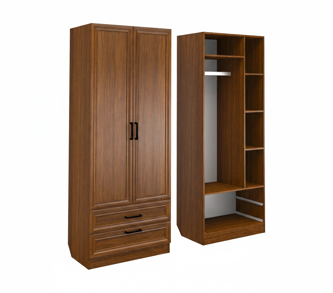 Шкаф распашной, гардероб, шкаф для одежды ШК 2/2 М 80/210/52 см Орех