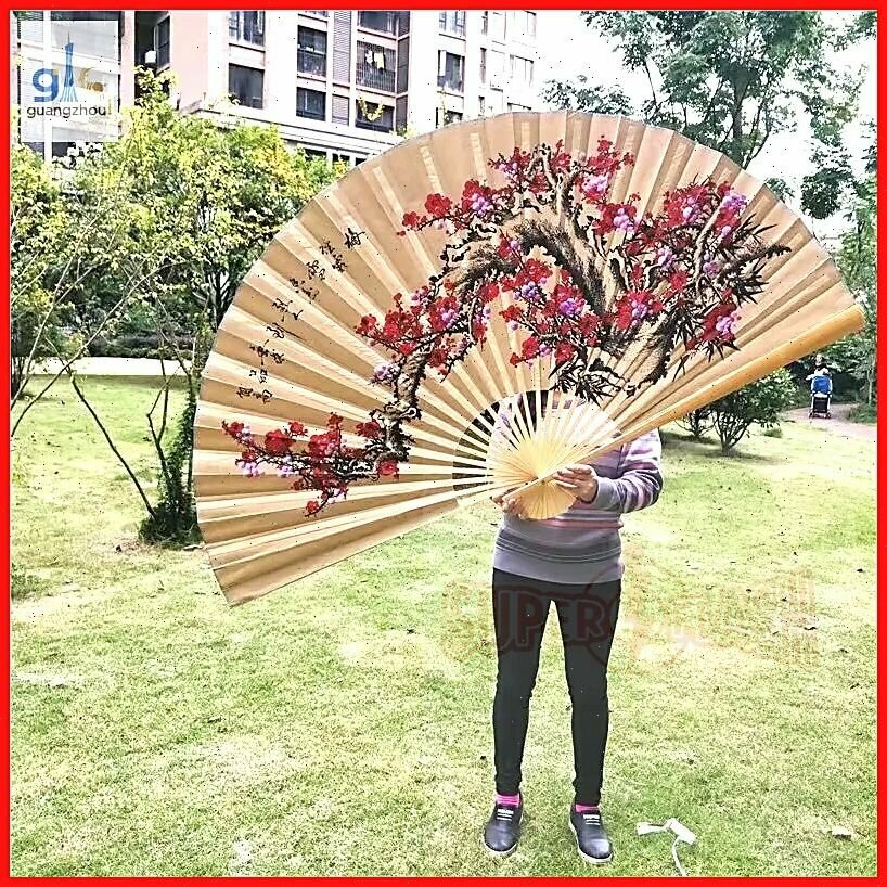 Китайский большой веер на стену/Лошади/ бамбук, шелк