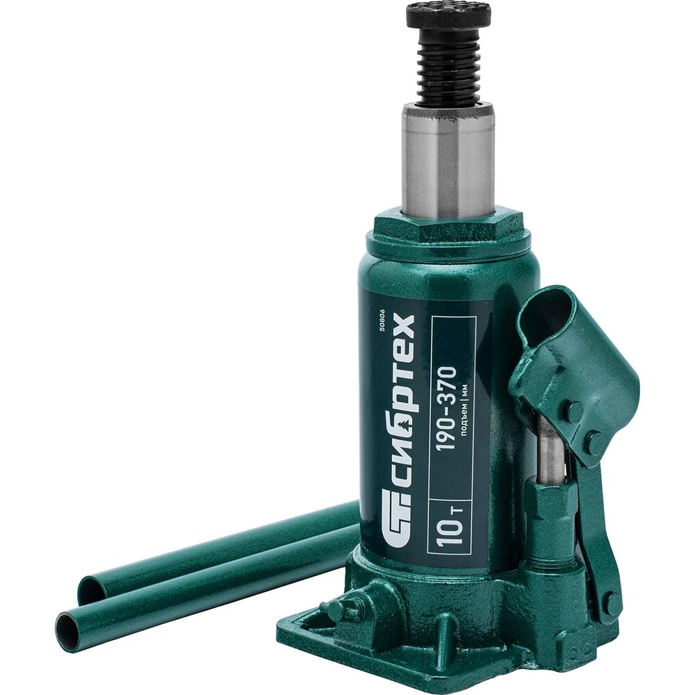 Домкрат гидравлический бутылочный СИБРТЕХ 10 т, 190-370 мм 50806, подъема грузов