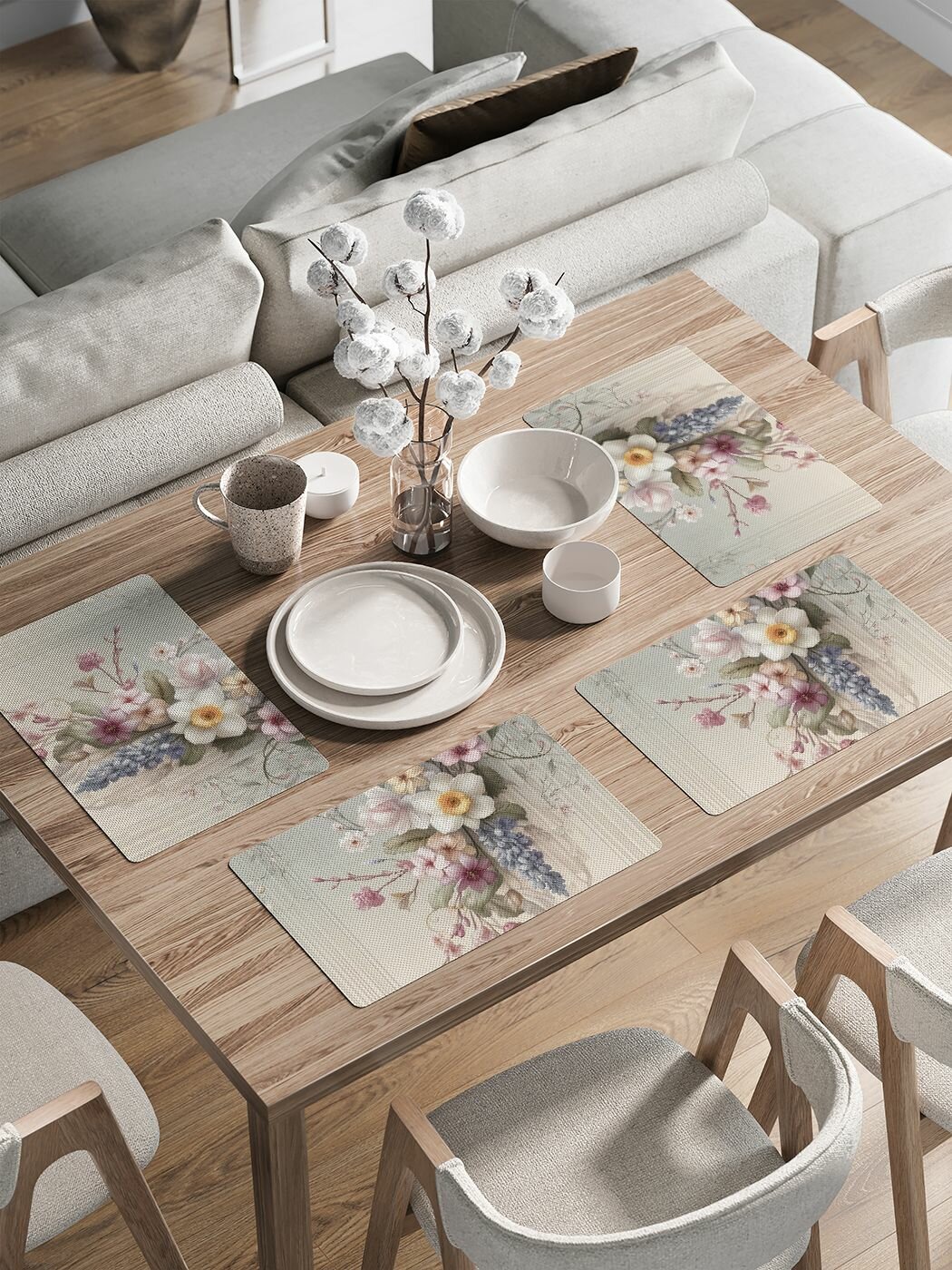 Салфетки на стол сервировочные "Украшение цветами", плейсмат на кухню, 30x46 см, JoyArty