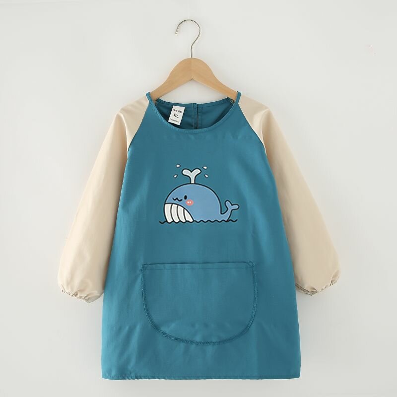 Детский халат для рисования, фартук с длинным рукавом, средний и большой размер, водонепроницаемый, с обратным застегиванием на липучке, для детского сада, с возможностью нанесения логотипа