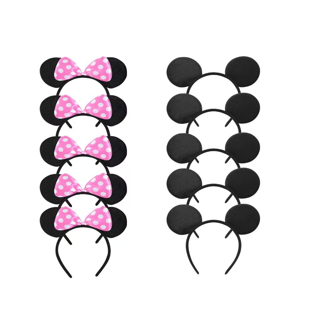 Набор детских повязок на голову с Микки Маусом для девочек, милые повязки с Микки и Минни, черный бант, головные уборы для выступлений