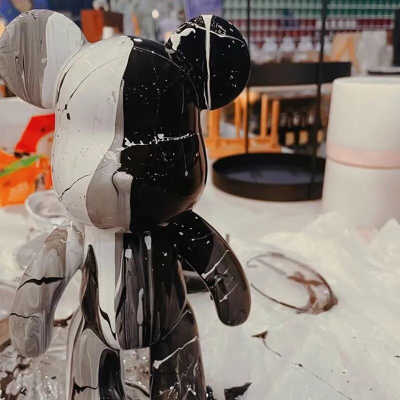 Набор для творчества мишка с красками Bearbrick fluid art 23 см(Белый, серый, черный)