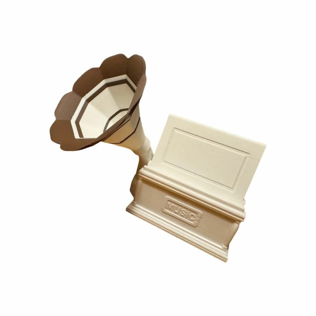 Подставка под внешний динамик и телефон в стиле граммофона, Белый