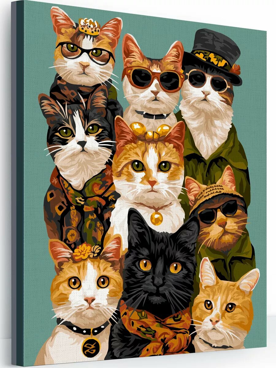 Картина по номерам на холсте с подрамником 40х50 см Коты-аристократы