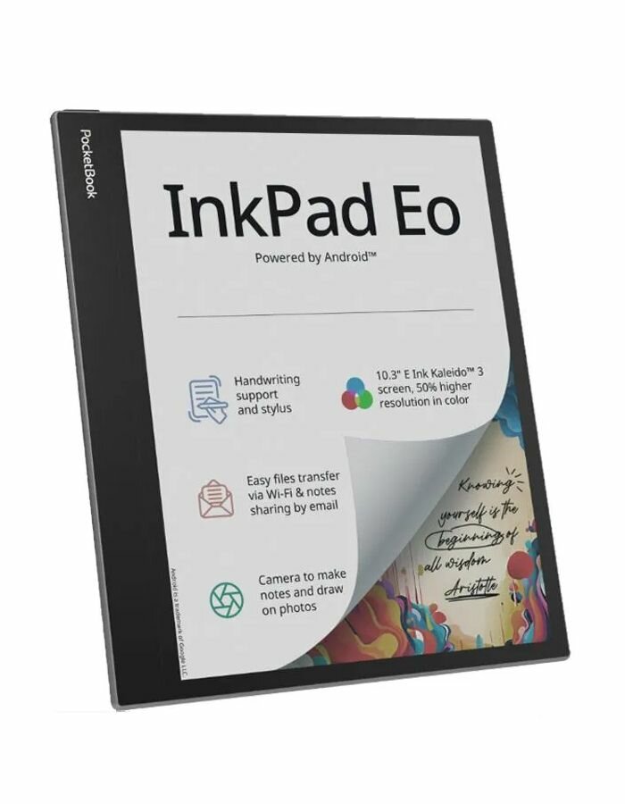 Электронная книга цветная с подсветкой PocketBook InkPad Eo Mist Grey с огромным экраном 10.3 . Камера + электронный блокнот со стилусом. На базе Android! 7мм толщина. 2+1 года гарантии. PB1042-M-WW