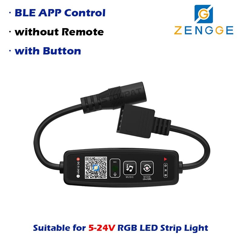 RGB Контроллер светодиодной ленты Smart BLE DC5-24V Button