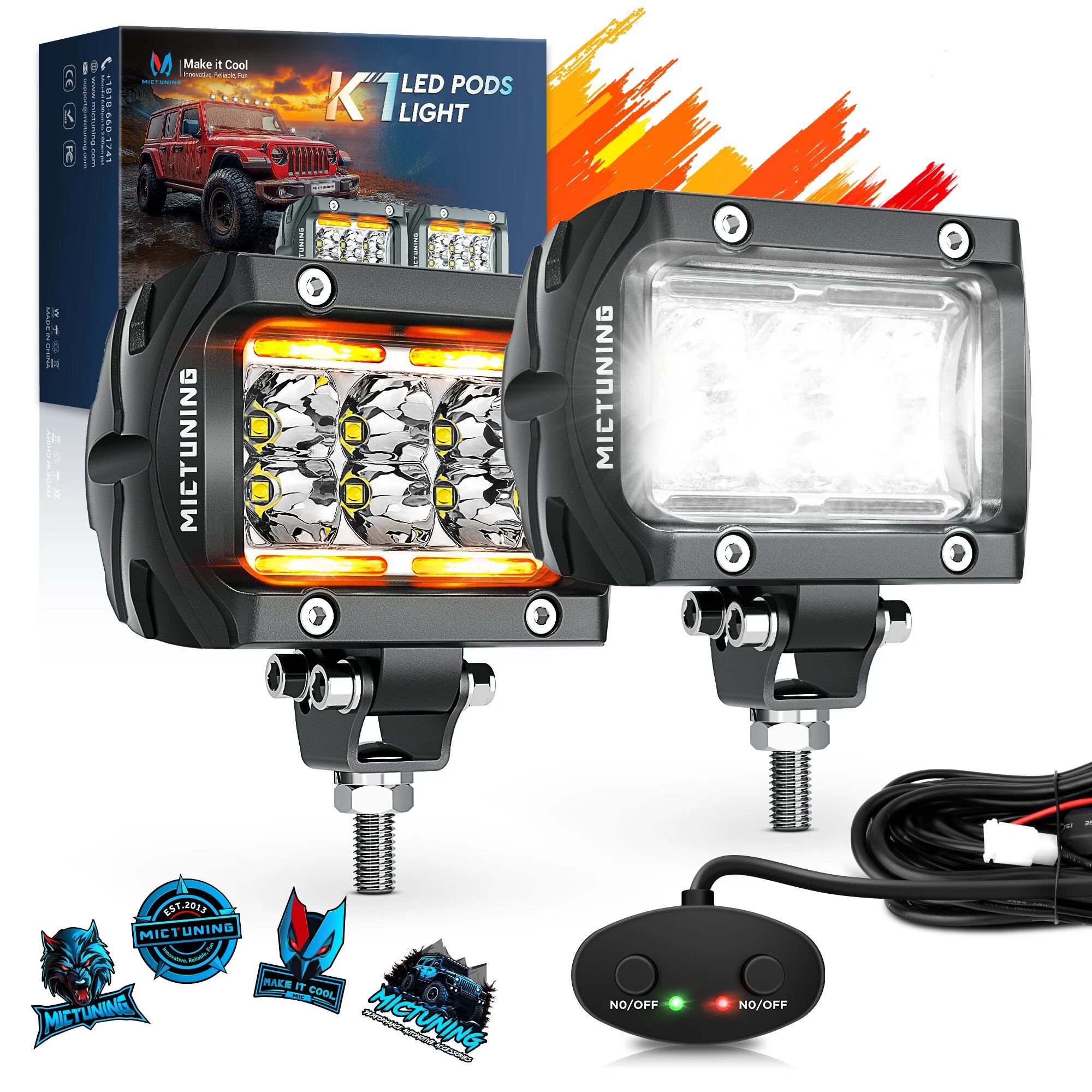 MICTUNING LED прожектор K1 4" Flood с проводкой