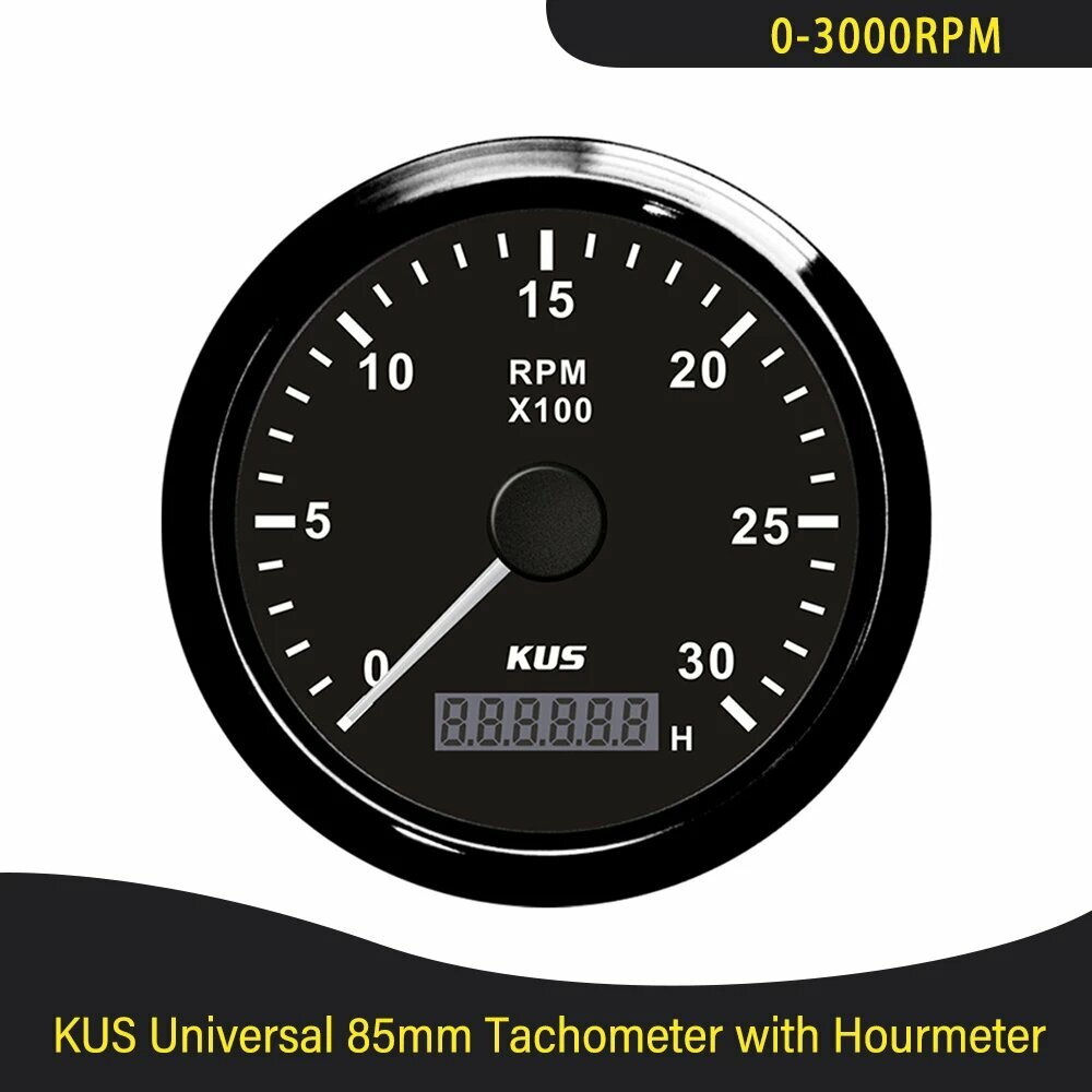 Тахометр KUS 85мм с часометром, 0-3000 RPM, 3KBN