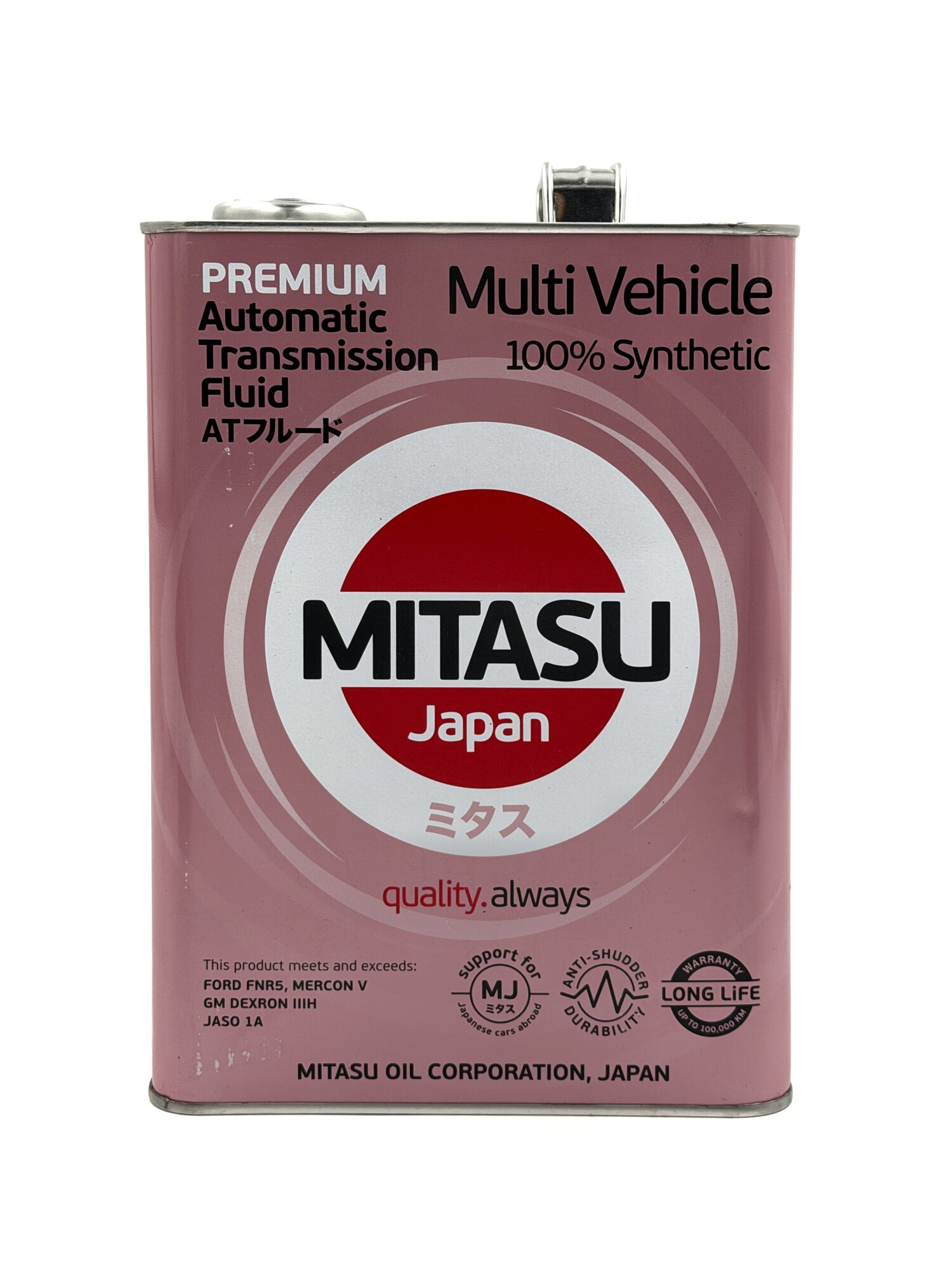 Масло трансмиссионное Mitasu Premium Multi Vehicle ATF, 4 литра, синт, универсальное для АКПП