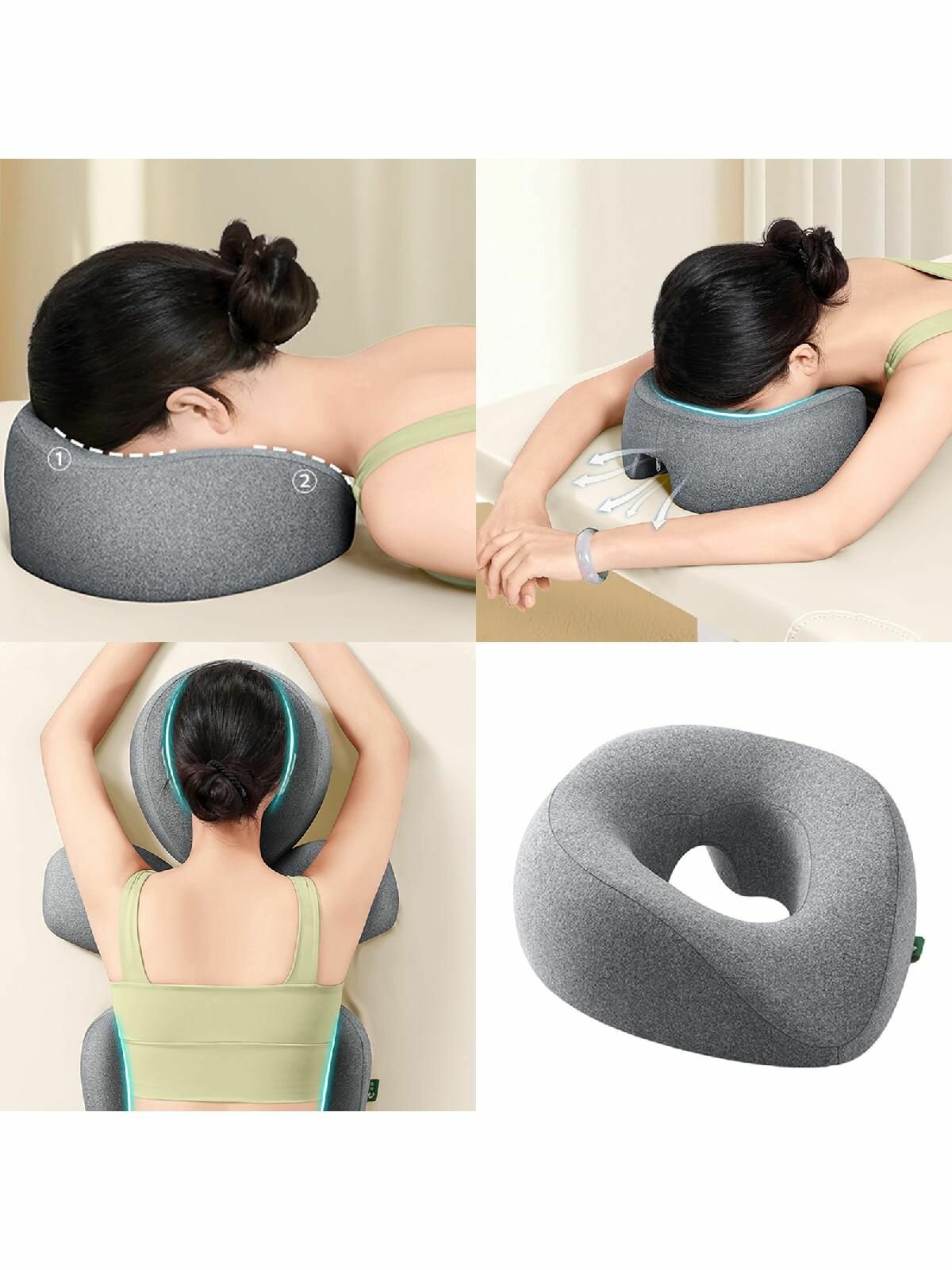 Подушканастул, Подушка для лица с отверстием для массажной кровати memory foam lying pillow-темно-синий-стандартная модель