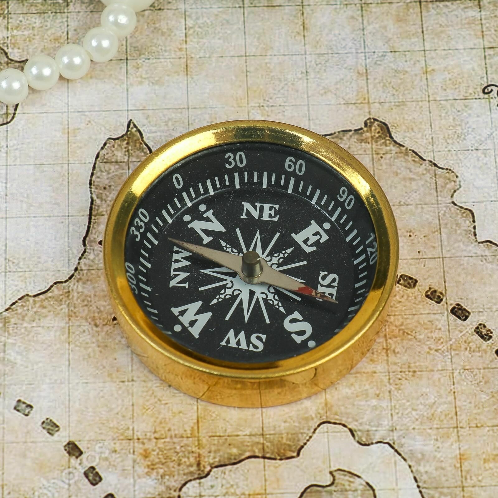 Компас Классика , 4.5 х 4.5 х 1.1 см, латунь, 1 шт.