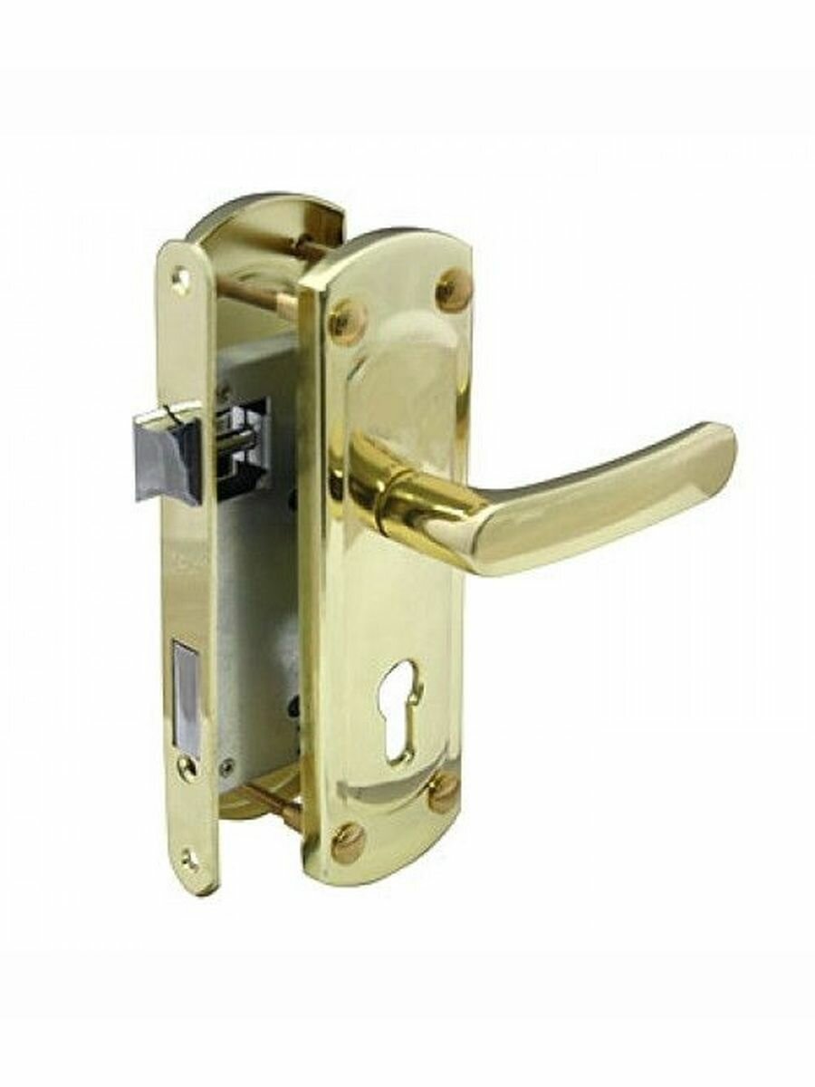 Замок врезной с ручками MAXI Locks LP24-58.5mm (Тип ШО-25), Полированная латунь