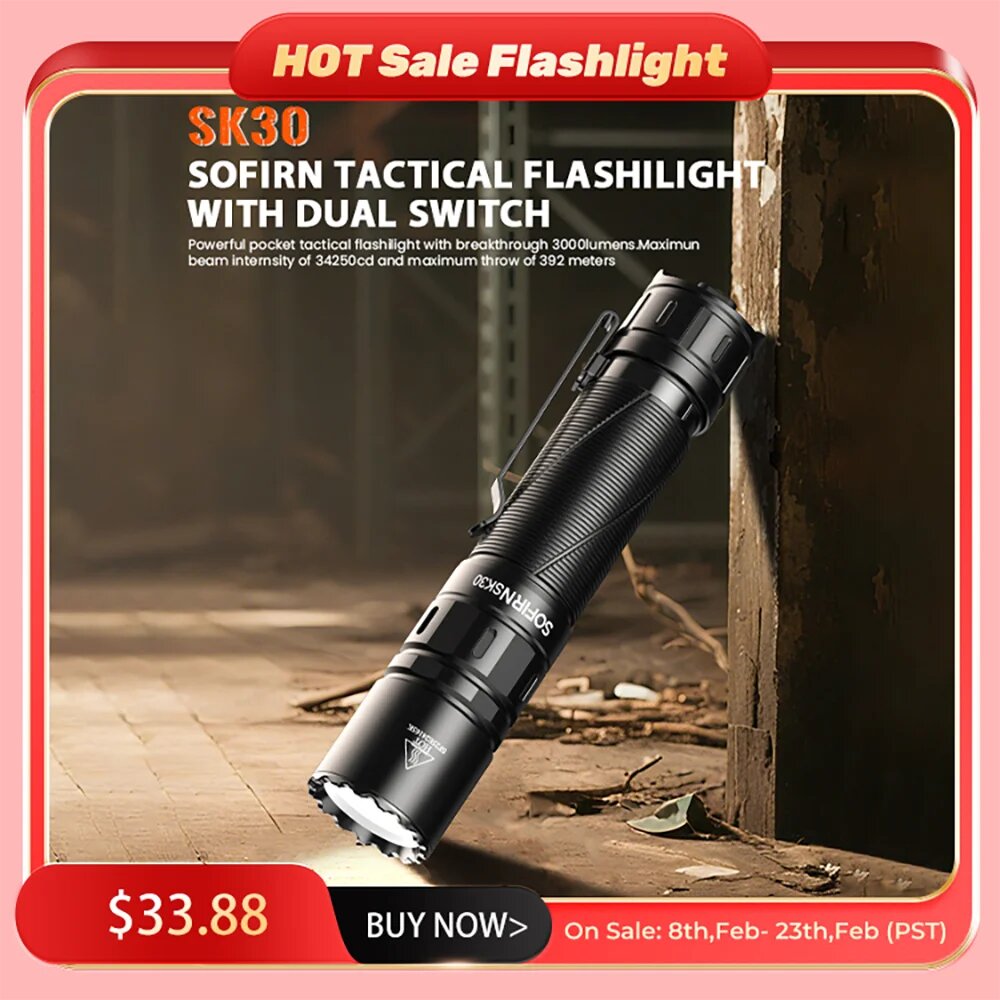 Новый тактический фонарик SOFIRN SK30 2800LM SFT70, светодиодный светильник 6500K 21700, USB C, перезаряжаемый фонарь с двойным переключателем