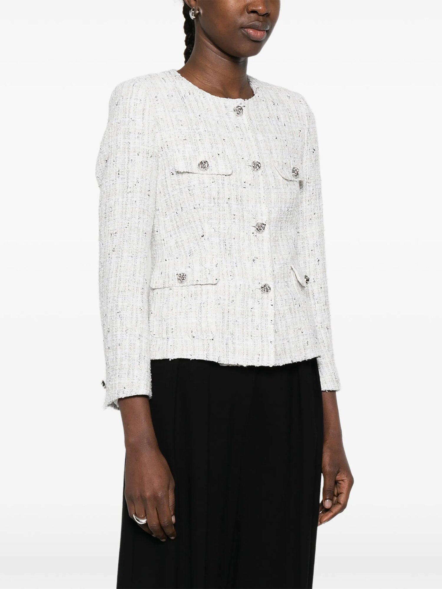 Куртка Tagliatore Button-up tweed jacket, размер 44, бежевый/белый — фото 1