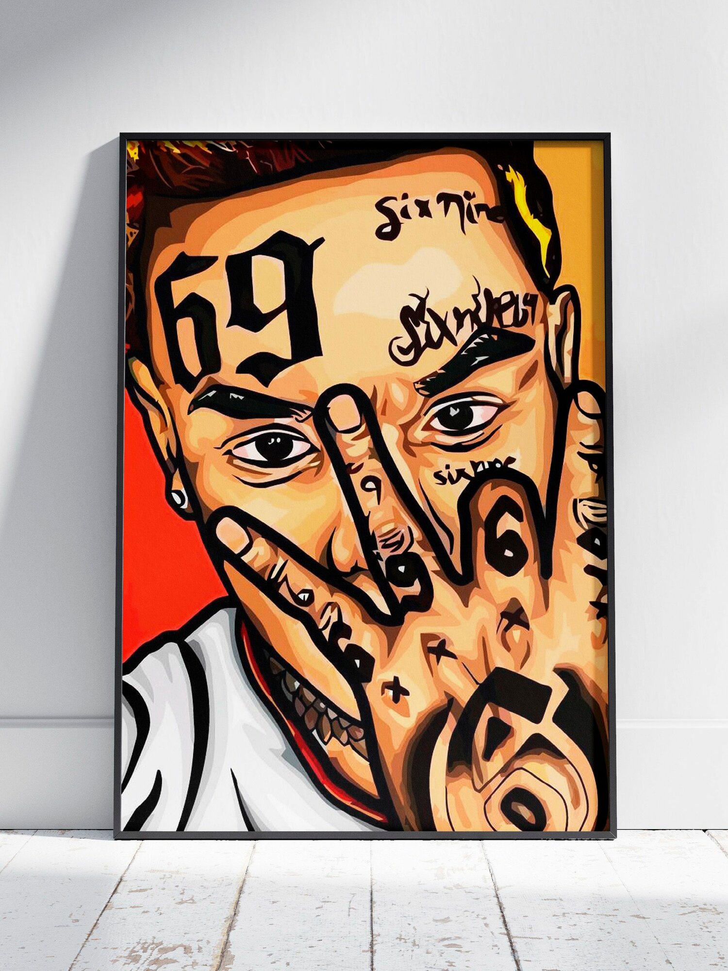 Плакат на стену для интерьера Сикснайн - Tekashi 69 (6ix9ine 16) - Постер по музыке и артисту формата A4 (21x30 см)