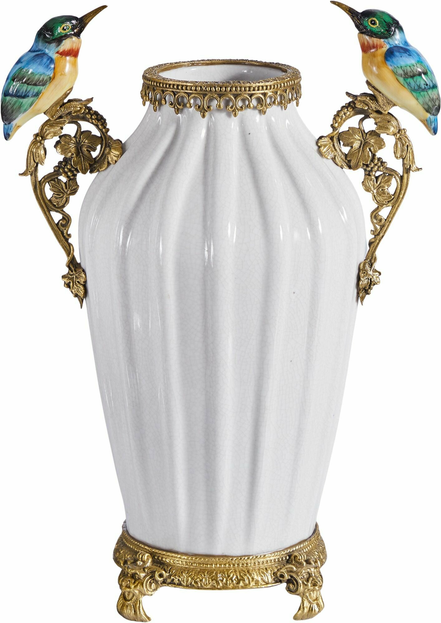 31G2717/A1224FHC/WHITE Ваза с птичками 26х19х41см, Glasar