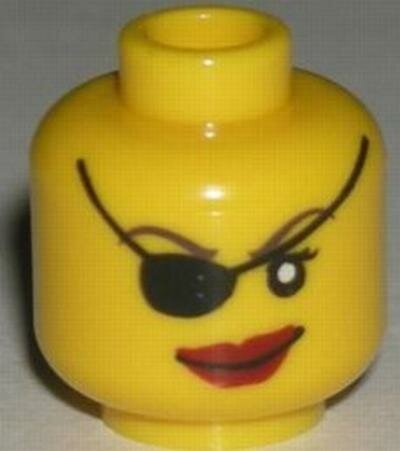 Деталь Lego 3626pb0324 Minifigure, Head Female with Eye Patch and Large Red Lips Pattern