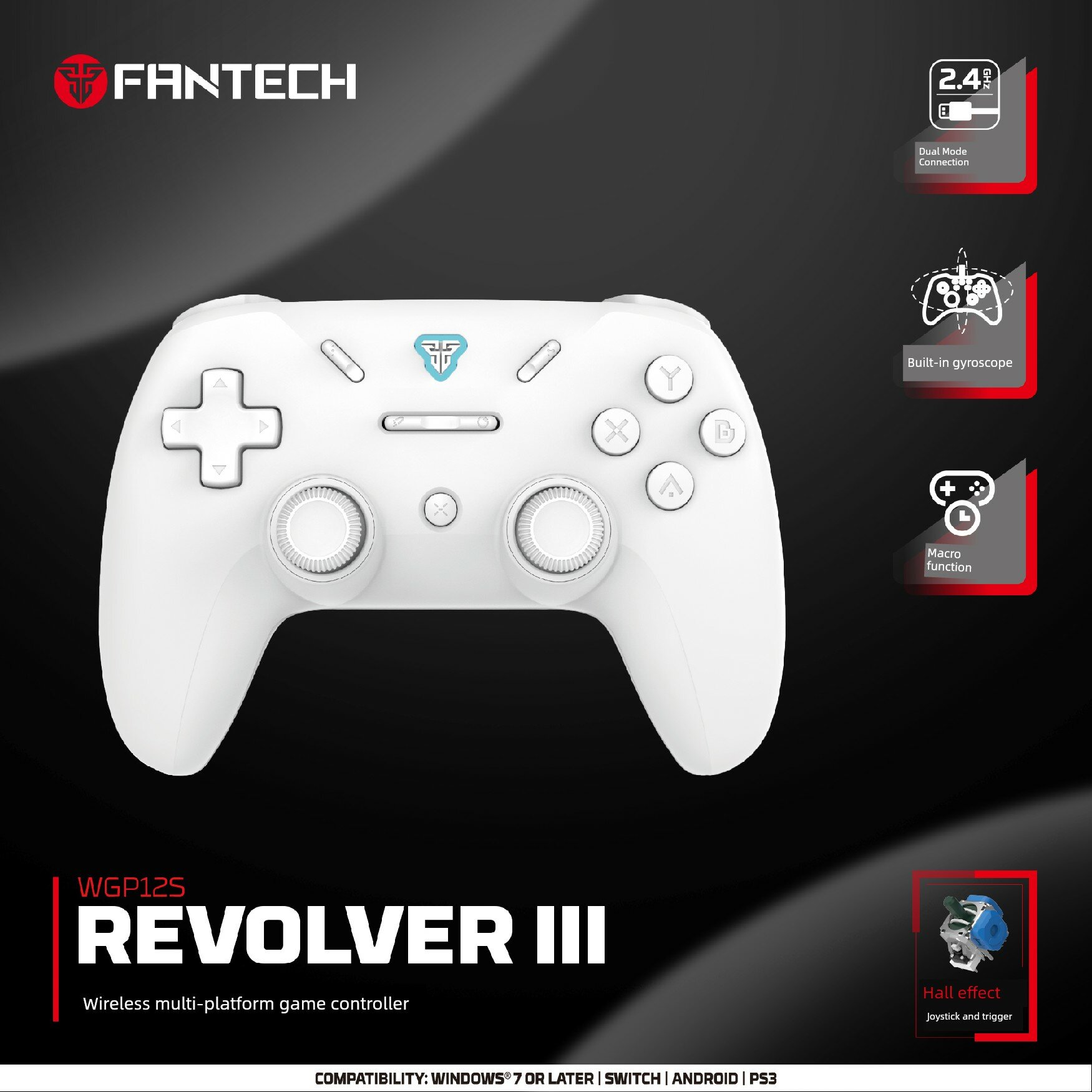 FANTECH WGP12S беспроводной геймпад для Nintendo Switch, ПК, смартфонов и планшетов - цвет ледяной белый