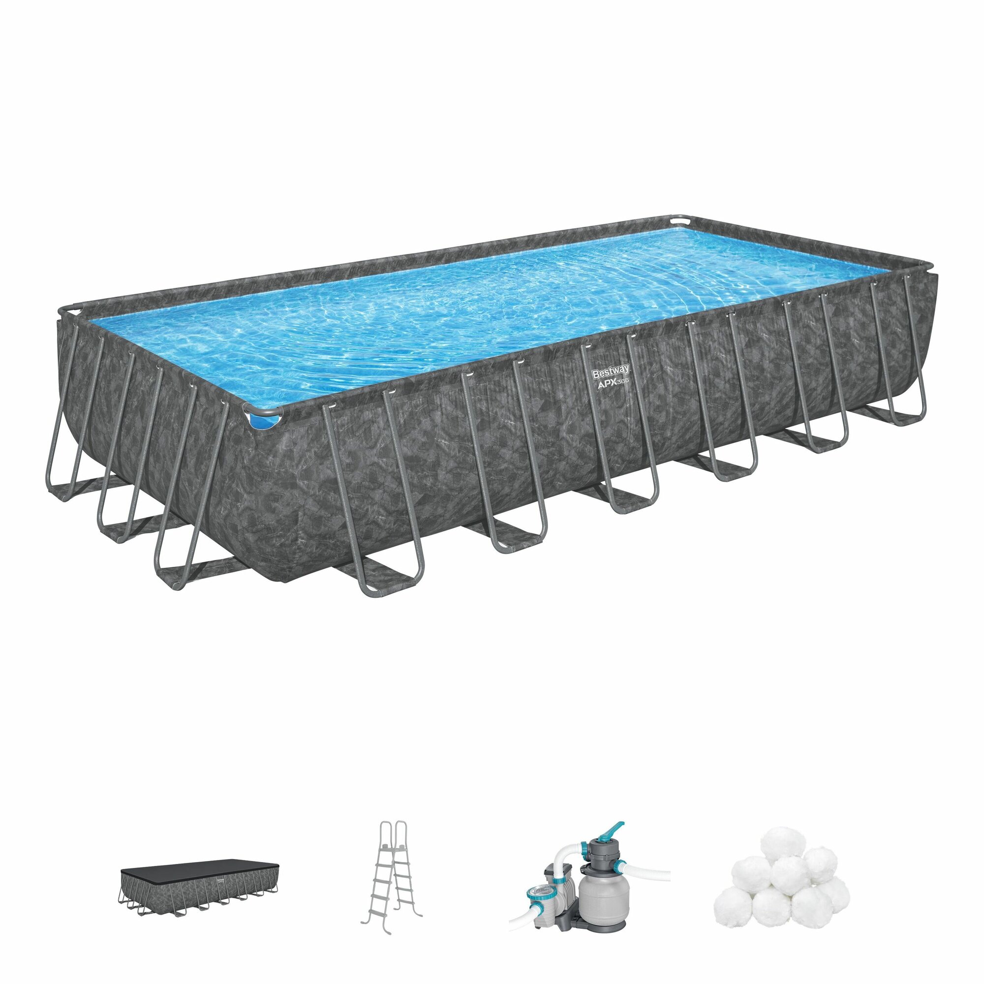Каркасный бассейн Bestway 561KG 732х366х132 "APX 365", песоч. фильтр-насос, лестница, тент