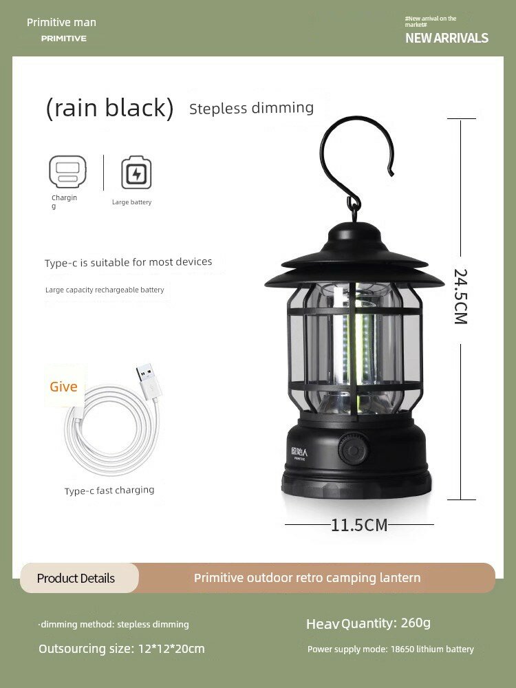 Лампа Soft Candle Ручи Блэк с регулируемой яркостью и включенным кабелем