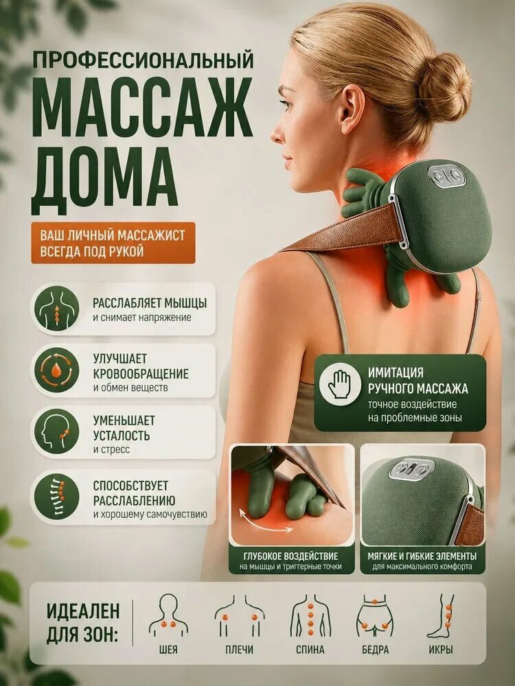 Массажер для шеи и плеч электрический 3 передачи, нагрев 40 /45, Электрический массажер для шеи, плеч, спины и нижней части ног для облегчения боли