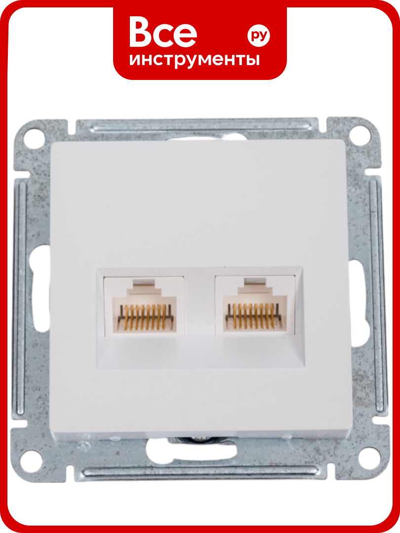 2-местный механизм компьютерной розетки Systeme Electric RJ45 AtlasDesign CAT.5e жемчужный ATN000485, пластик