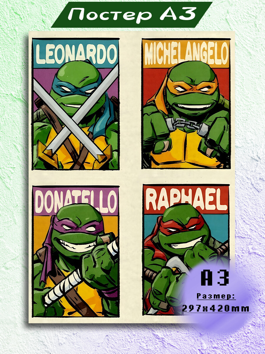 Постер по мультсериалу Черепашки-ниндзя (TMNT) в формате А3