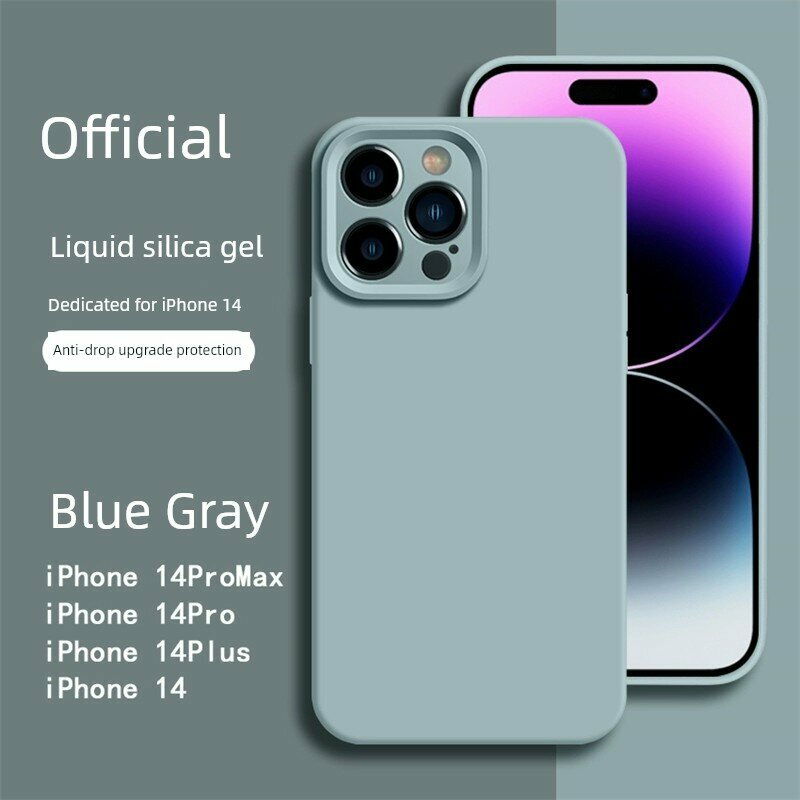 Чехол-накладка из жидкой силикона для iPhone 12 Pro, матовый сине-серый, премиальная защита