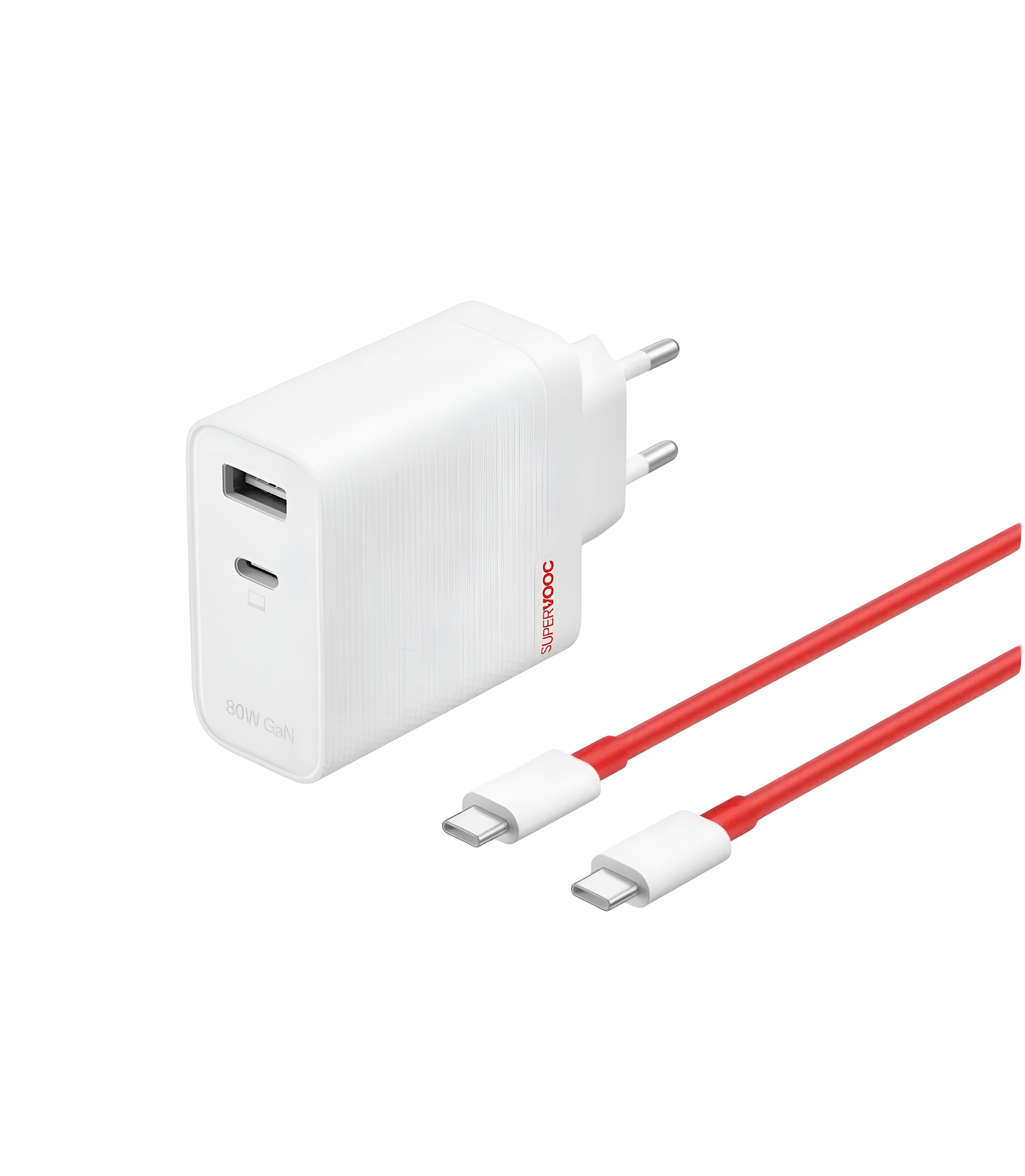 Зарядное устройство (Ванплюс) OnePlus SuperVOOC, с кабелем USB-Type-C, двойное, 80W GUN, белый