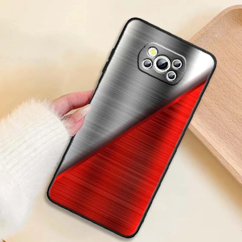 Чехол Poco X3, красный и серый