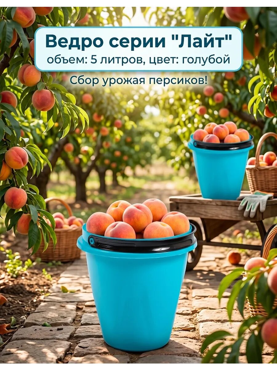 Ведро пластиковое, серии "Лайт", объем 5 литров, цвет: голубой