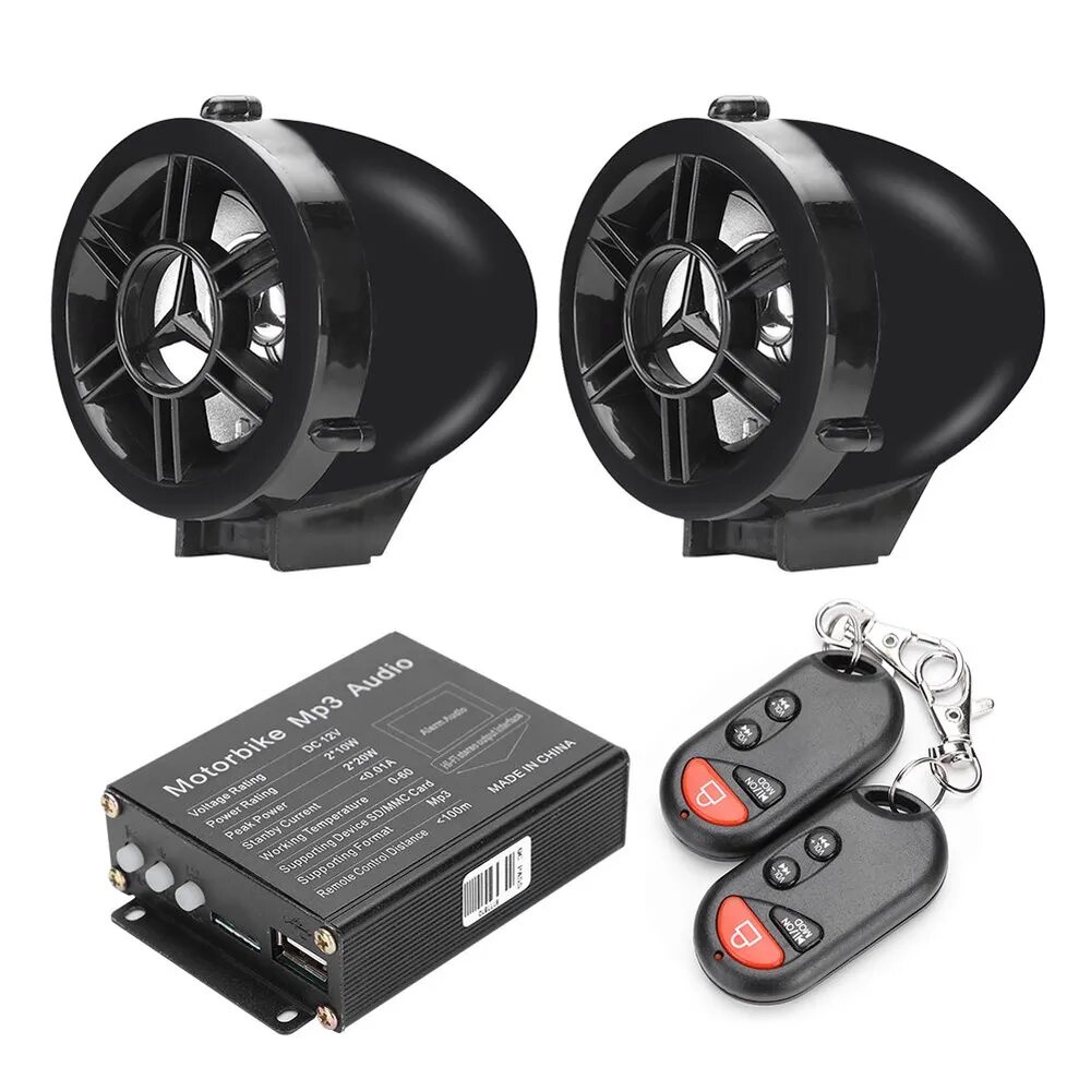 Мотоакустика 10 см (4 дюйм.), 2*10W, с Bluetooth, USB, SD, 2 пульта ДУ
