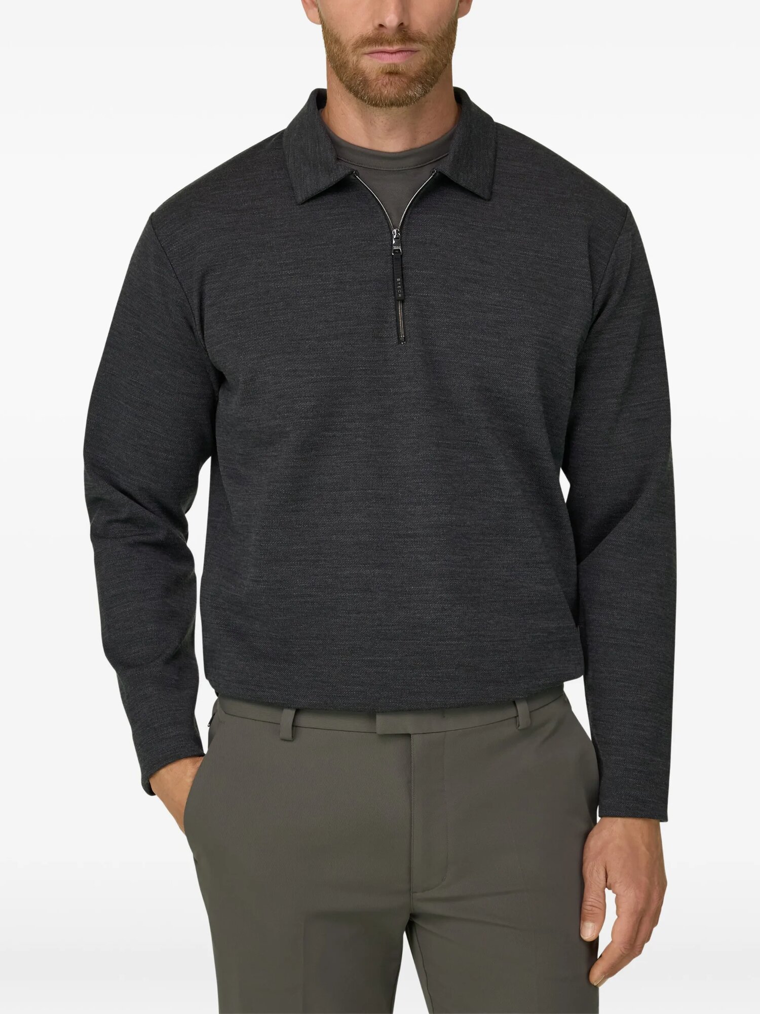 Толстовка Boggi Milano Quarter-zip sweatshirt in WOOLTECH wool blend diagonal, размер 48 — фото 1
