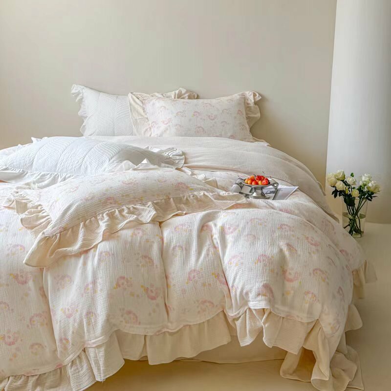 Rustic Charm 1,5 м хлопковый двойной прозрачный постельный комплект, стиль вкладного пододеяльника, подходит для