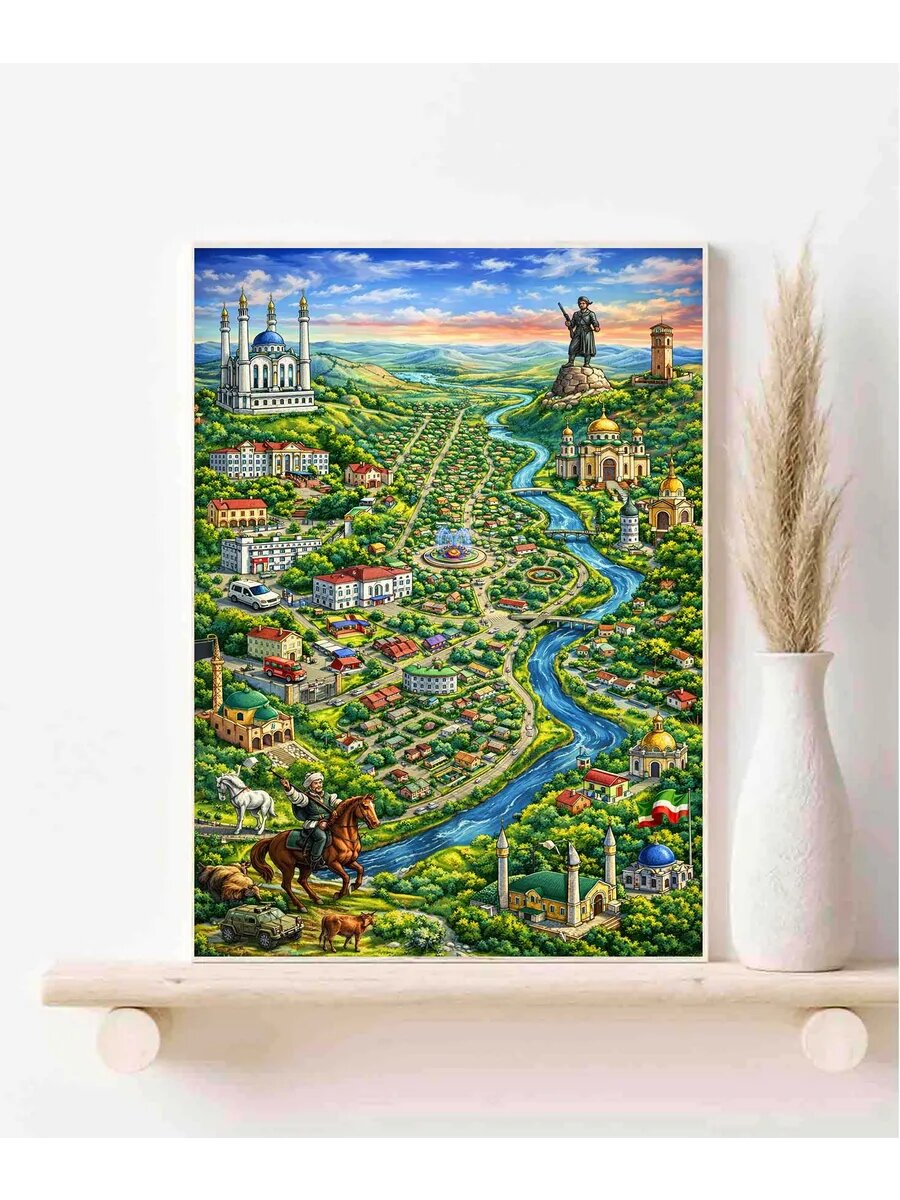 Сунжа, Россия, Fantasy Map, Карта, Плакат 30x42см