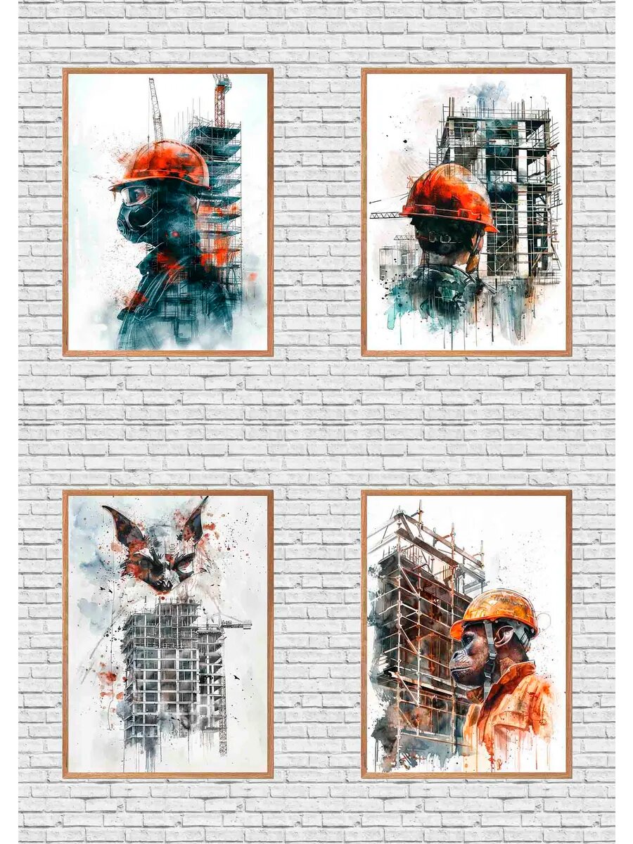 Строитель животных из летучих мышей, 4 Плаката, 30x21см